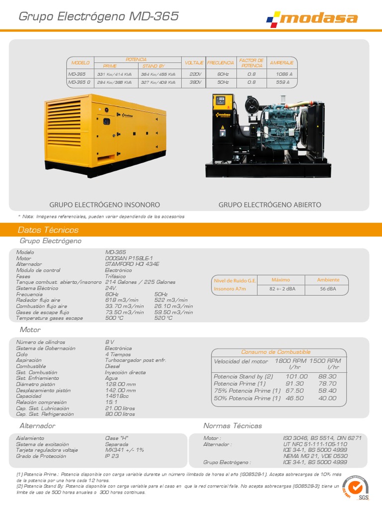 MODASA MD-365 Grupo Electrogeno | PDF | Generador eléctrico | Máquinas