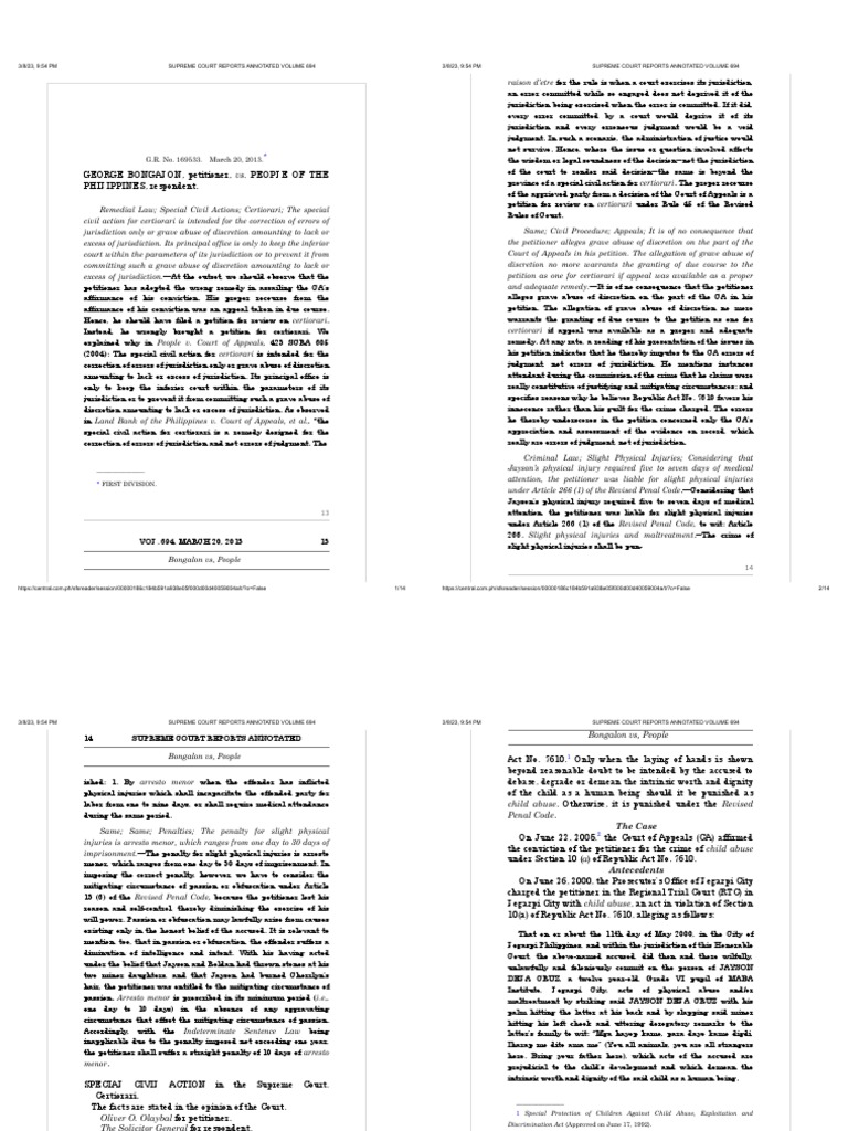 Bongalon vs. People | PDF | Certiorari | Appeal