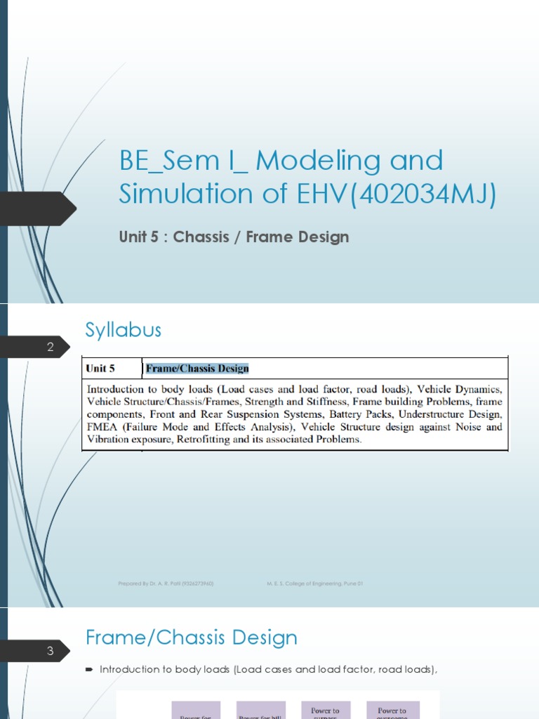 Notes-PPT - BE - EV - Sem I - Unit 5 - Frame - Chassis Design | PDF ...