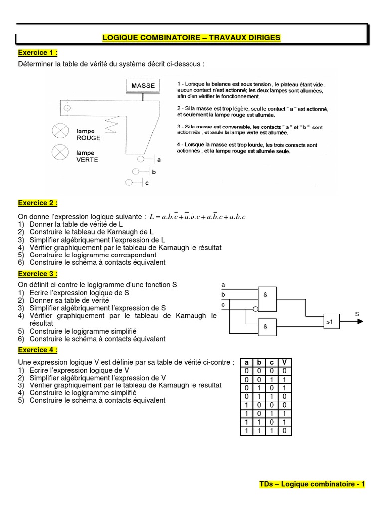 TD Logique Combinatoire Corrigé | PDF | Logique mathématique ...