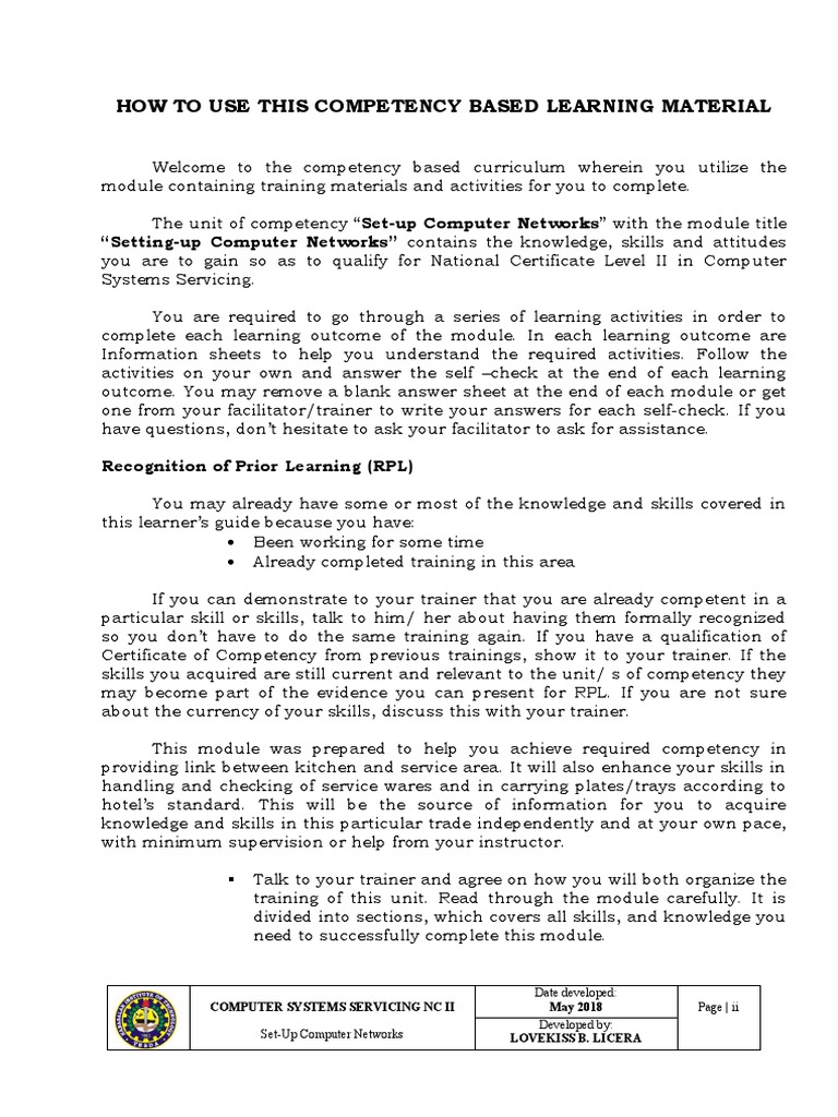 1.1 How-To-Use-This-Competency-Based-Learning-Material | Download Free PDF | Cognitive Science ...