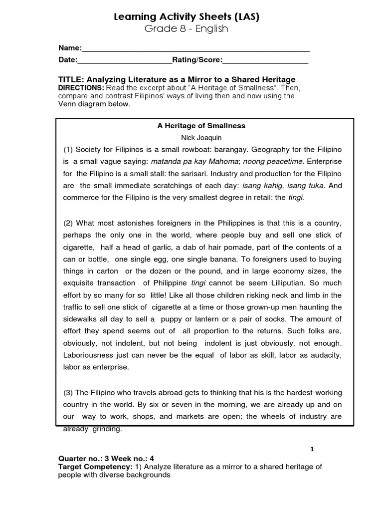 Analyzing Filipino Heritage in Literature | PDF