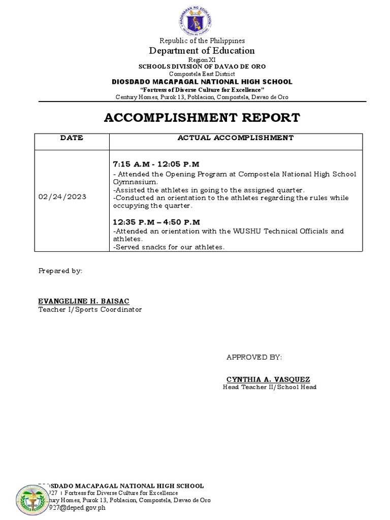 Sports Accomplishment | PDF | Philippines