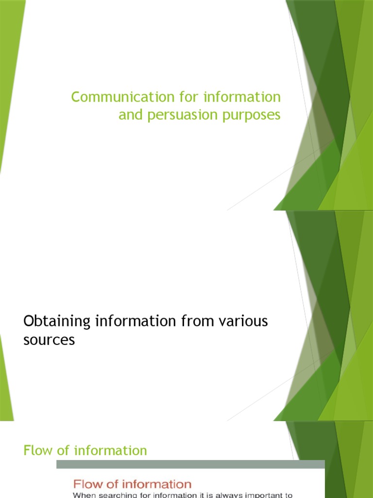 Communication For Information and Persuasion Purposes | PDF ...