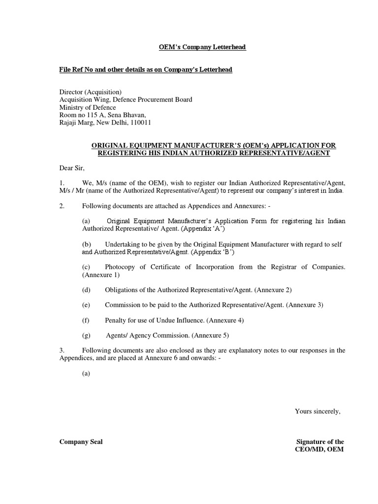 OEM Authorisation Format | Download Free PDF | Legal Liability ...