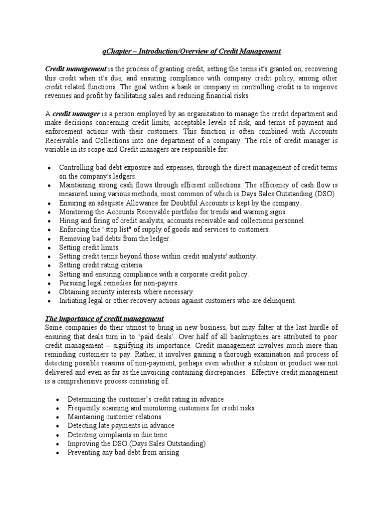 Credit Management CHAPTER 1 | PDF | Loans | Finance & Money Management