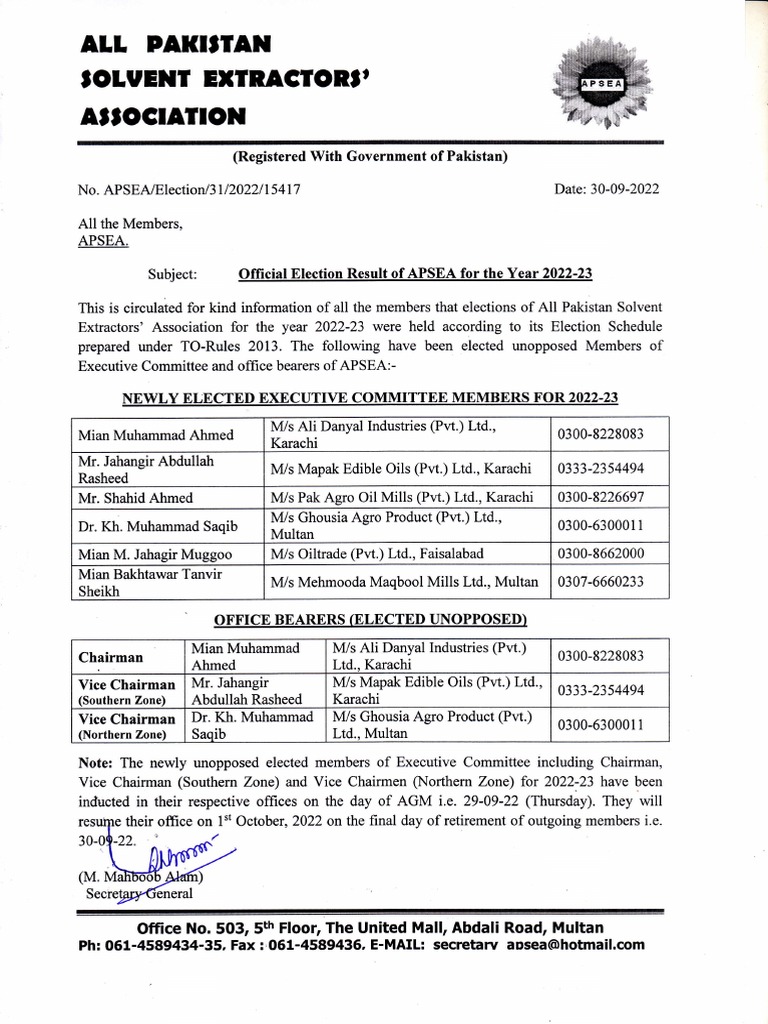 Election Result Apsea 2022 23 | PDF