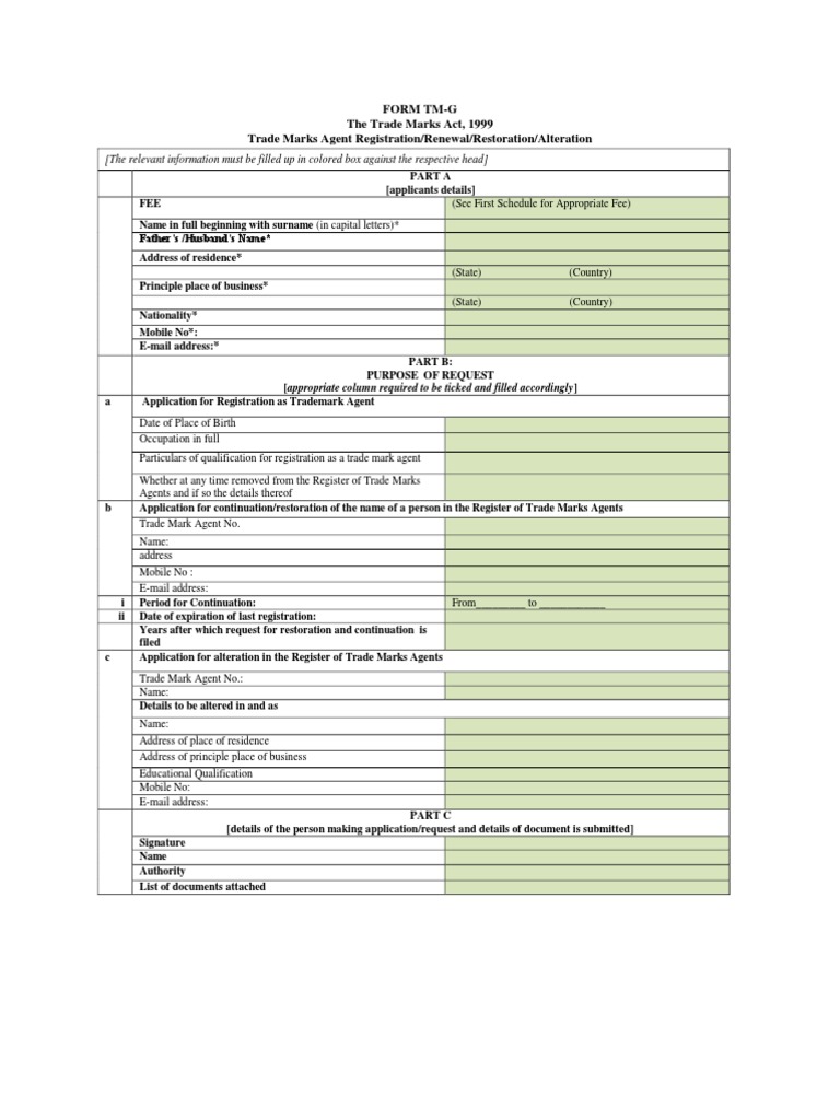 Form-Tm-G TM Agent | PDF | Trademark | Business Law
