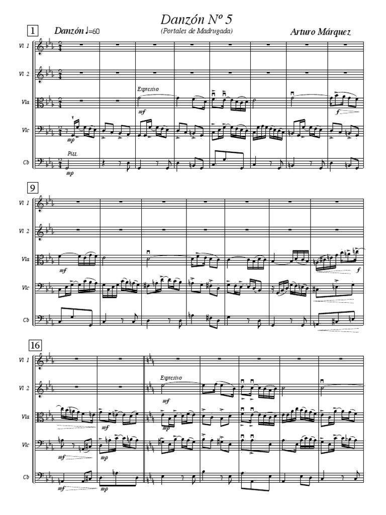 Danzon 5 Marquez Partitura PDF | PDF | Calligraphie latin | Lexicologie