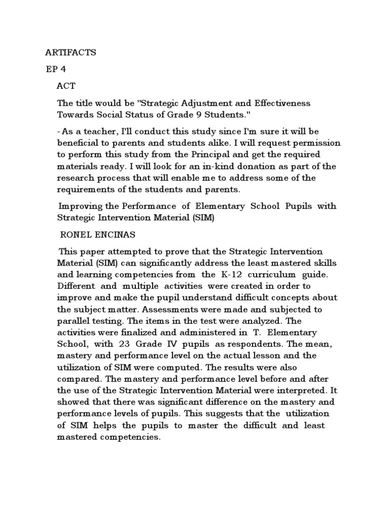 fs2 Artifacts | PDF | Teachers | Educational Technology