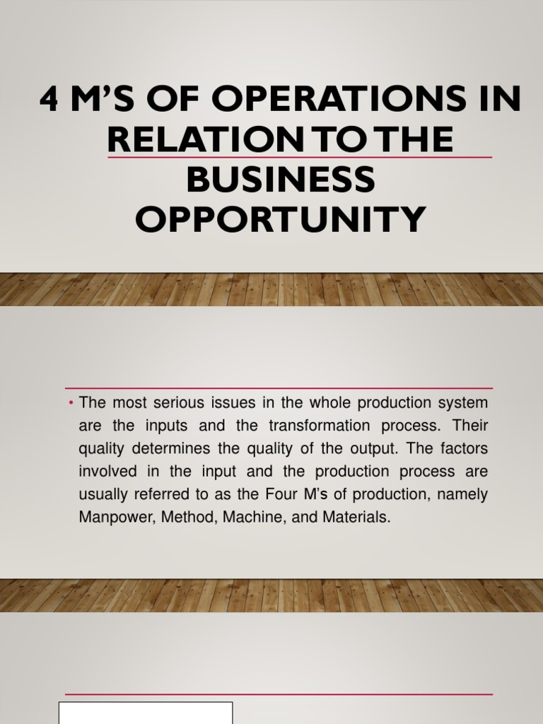 4 Ms of Operations PDF | PDF | Supply Chain | Human Resources