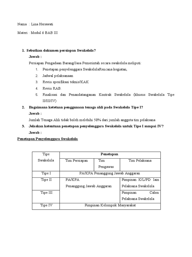 Jawaban Soal Modul 6 BAB III | PDF | Bisnis