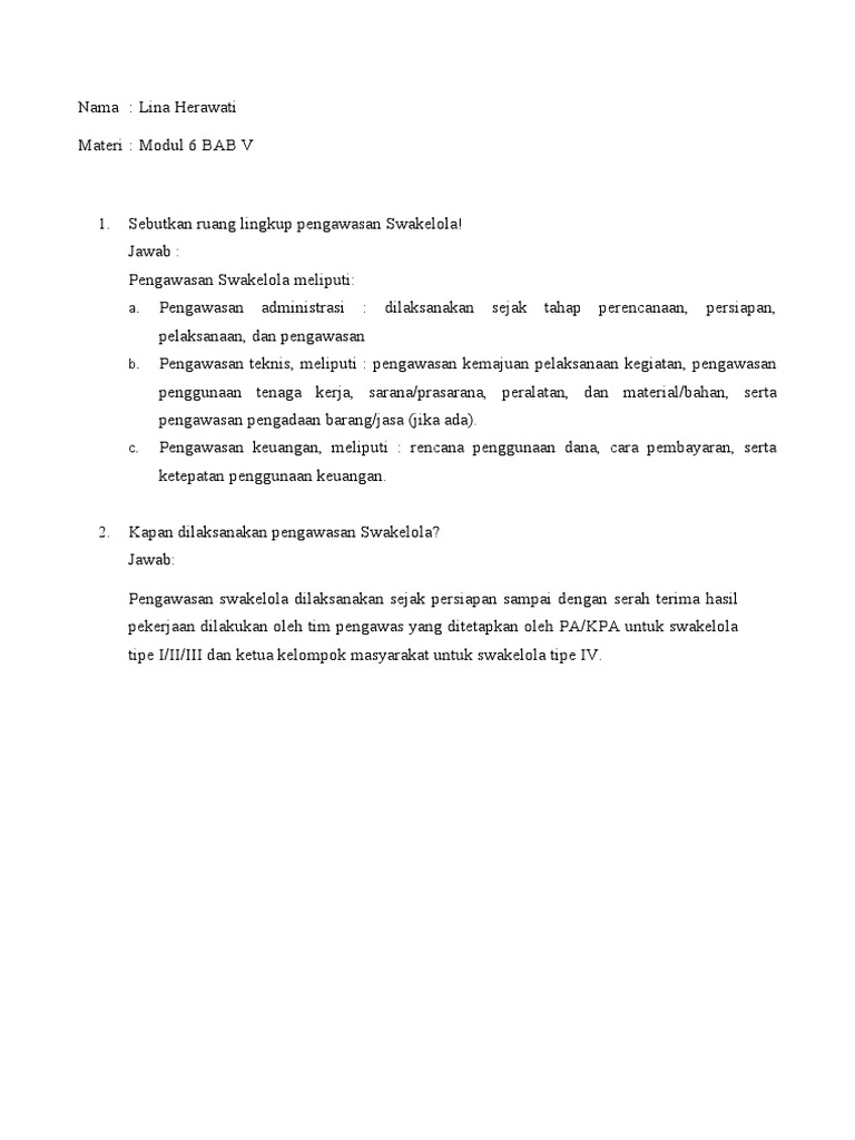 Jawaban Soal Modul 6 BAB V | PDF