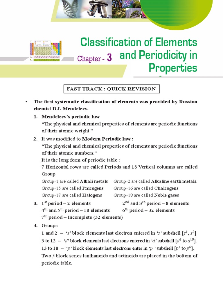 XI-Chemistry-DOE Support Material 2019-20 - 3 | PDF | Periodic Table | Ion
