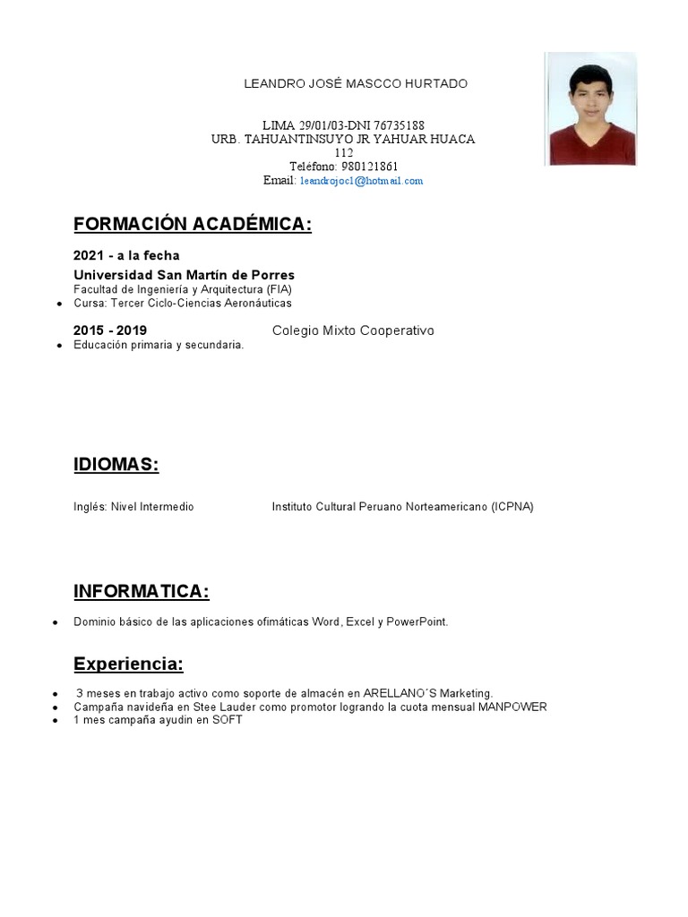 CV Leandro Mascco 2023 | PDF