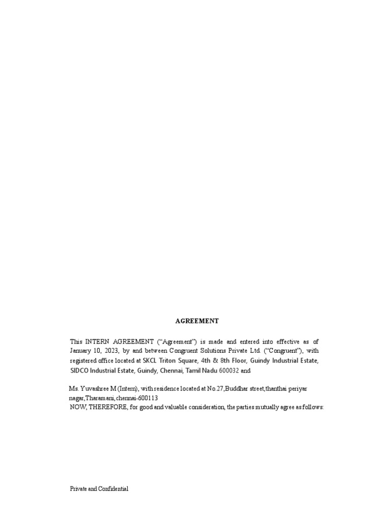 Internship NDA | PDF | Trade Secret | Confidentiality