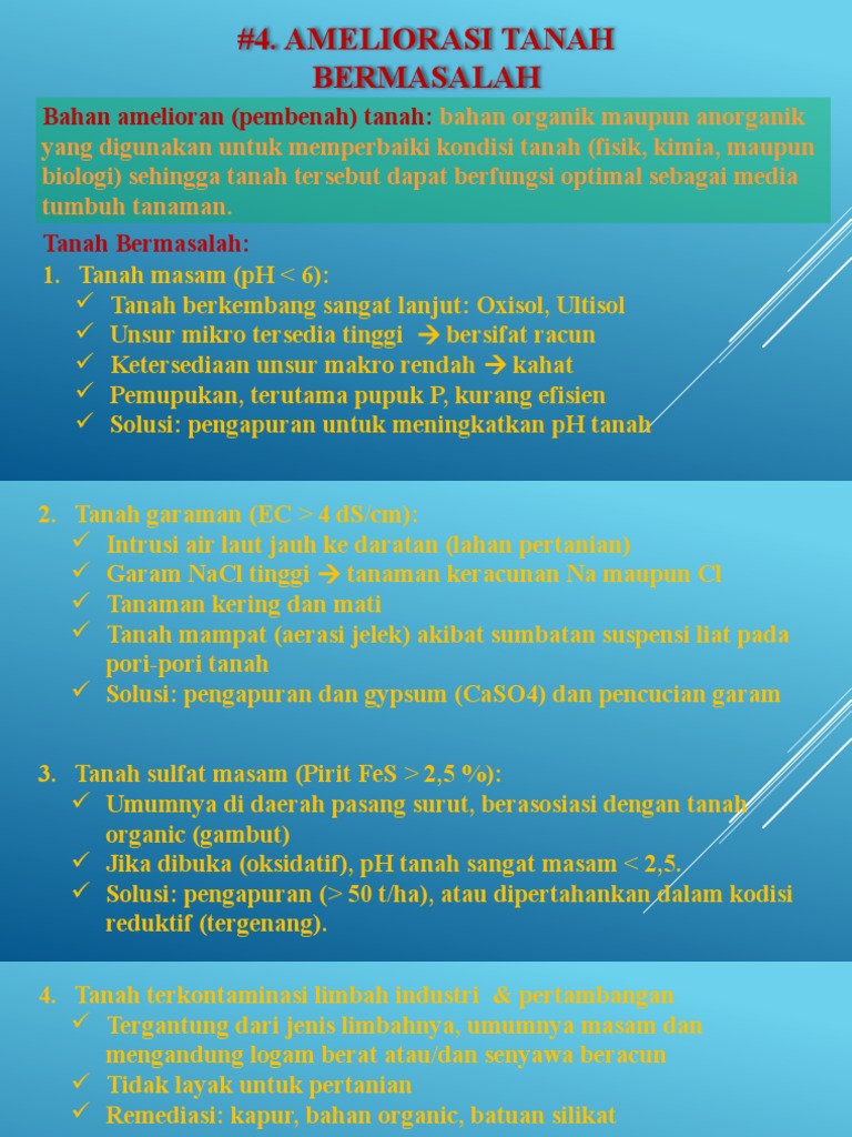 Presentation 4 ameliorasi tanah bermasalah - MASAM & GARAMAN.pptx | PDF
