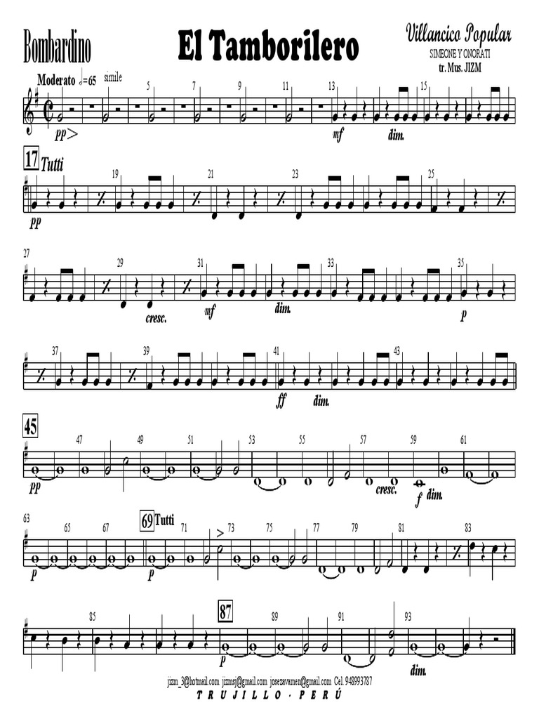 El Pequeño Tamborilero - Bombardino | PDF