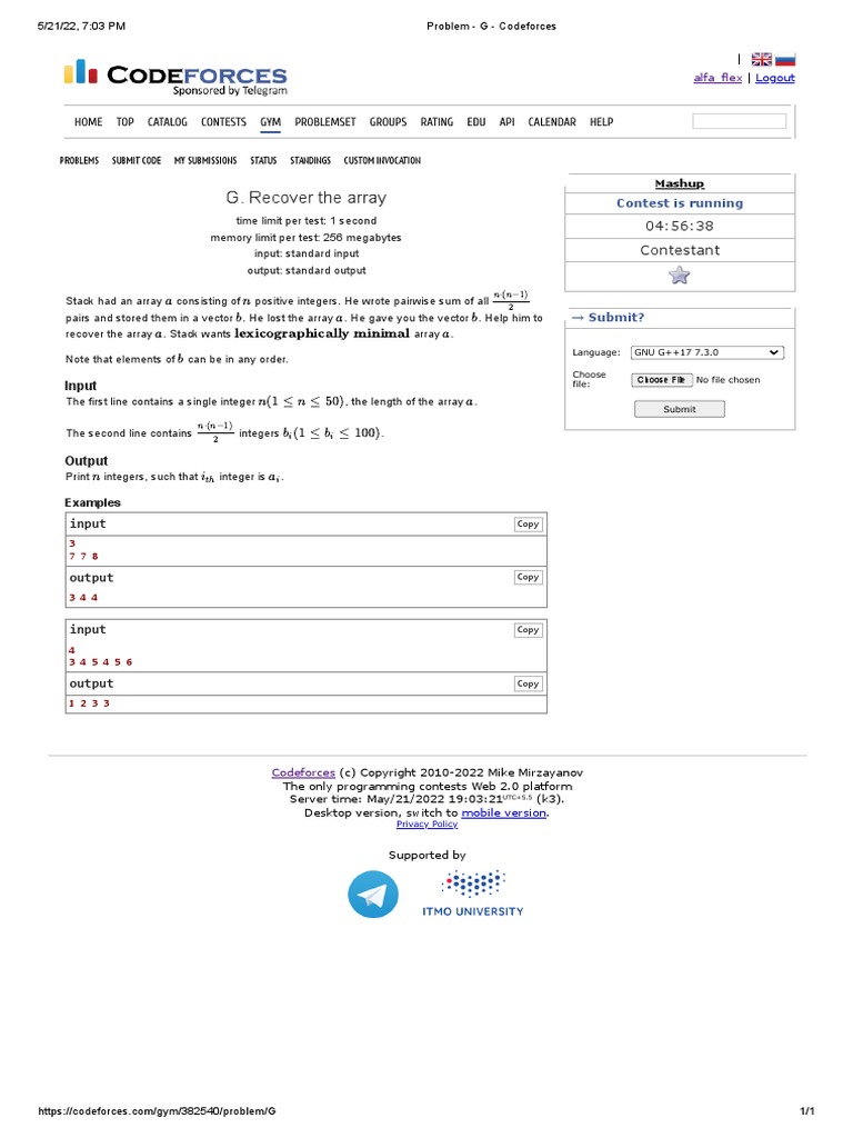 Problem - G - Codeforces | PDF | Software | Computer Programming