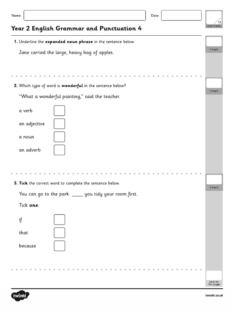 Year 2 English Grammar and Punctuation 4 PDF | PDF