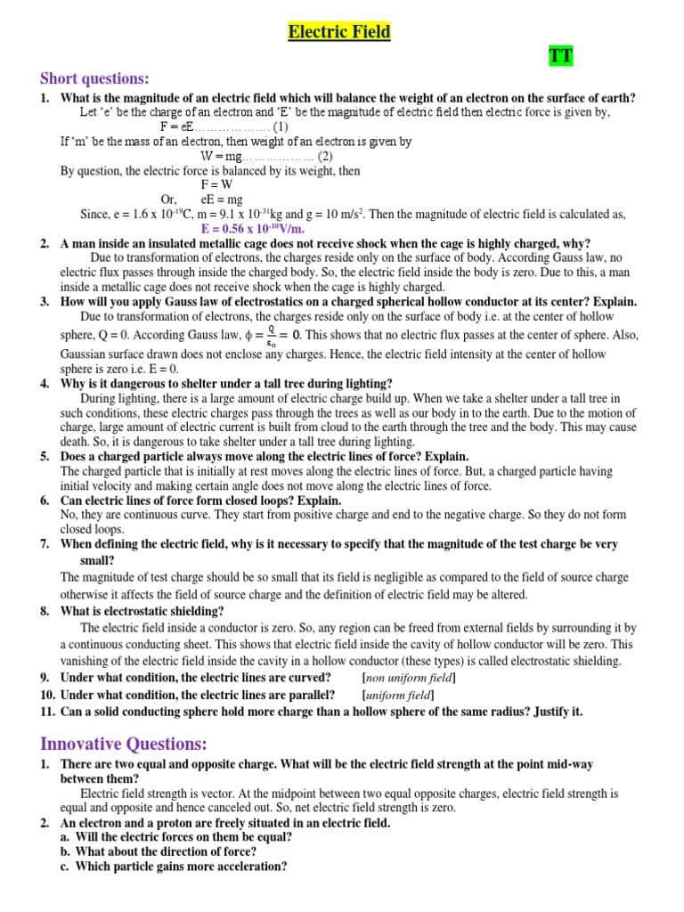 Questions Model PDF | PDF | Electric Charge | Electric Field