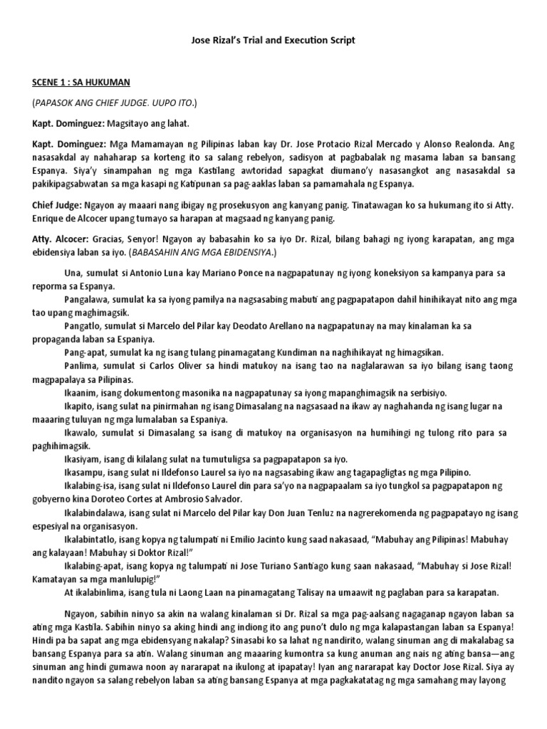The Trial of Rizal Script | PDF