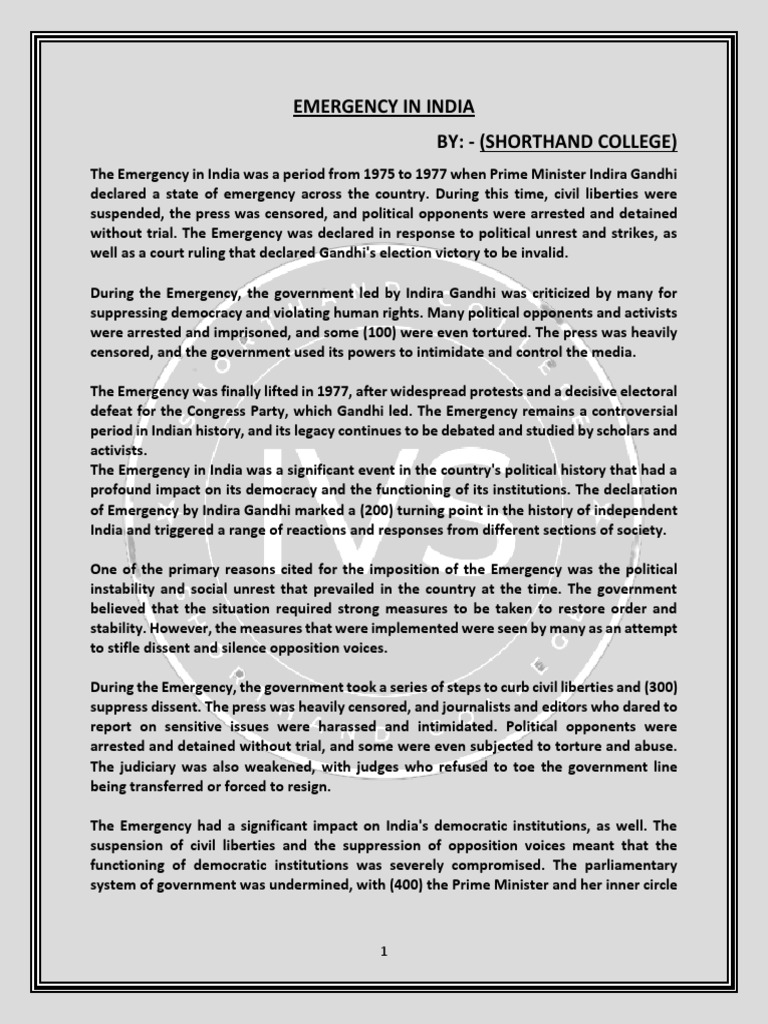 Emergency in India | PDF | Democracy | Political Ideologies