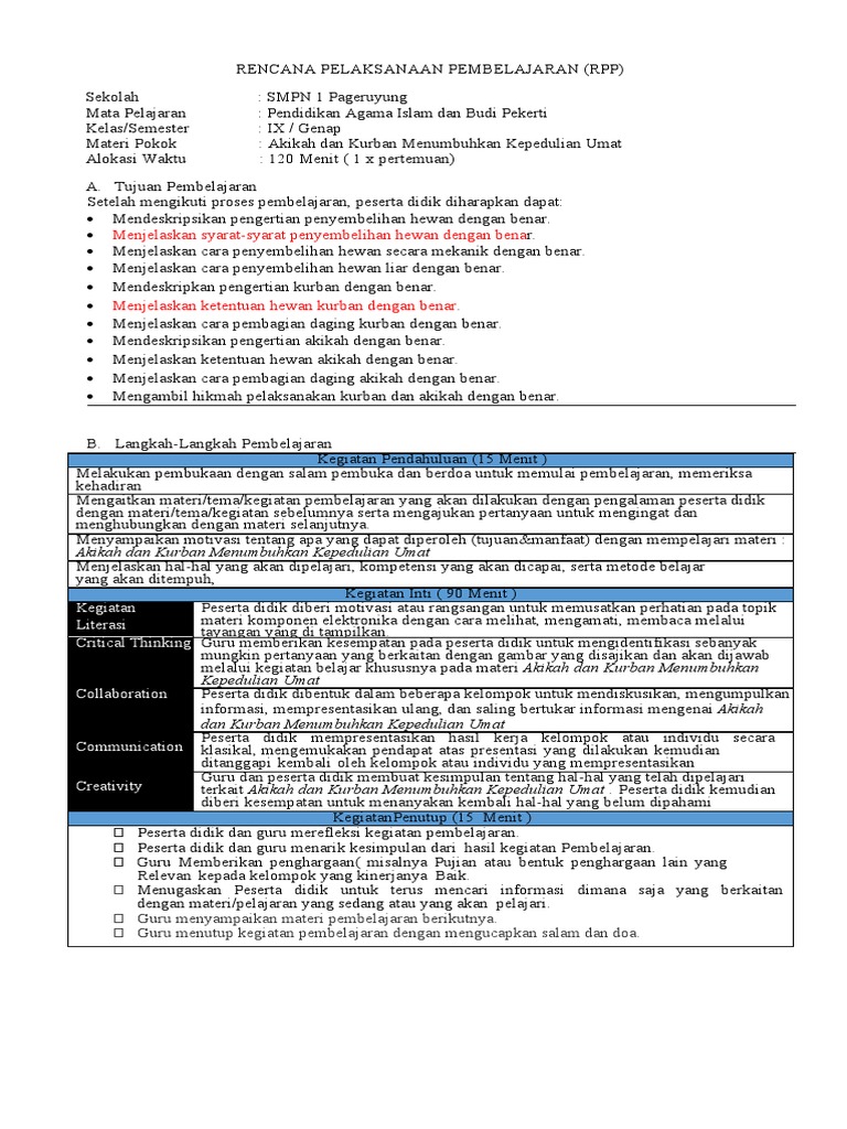 RPP Inovasi Terkait Penerapan PRLH Lainnya PA Dan BP 9 | PDF