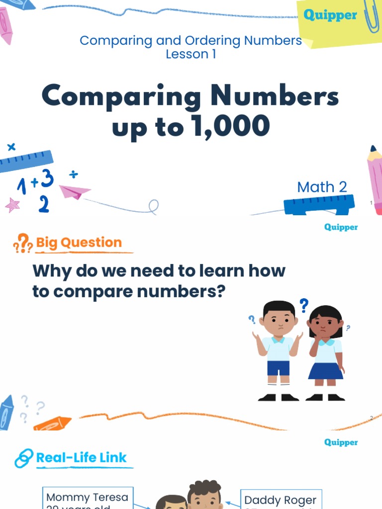 Comparing Numbers for Grade 2 Math | PDF | Communication | Mathematics