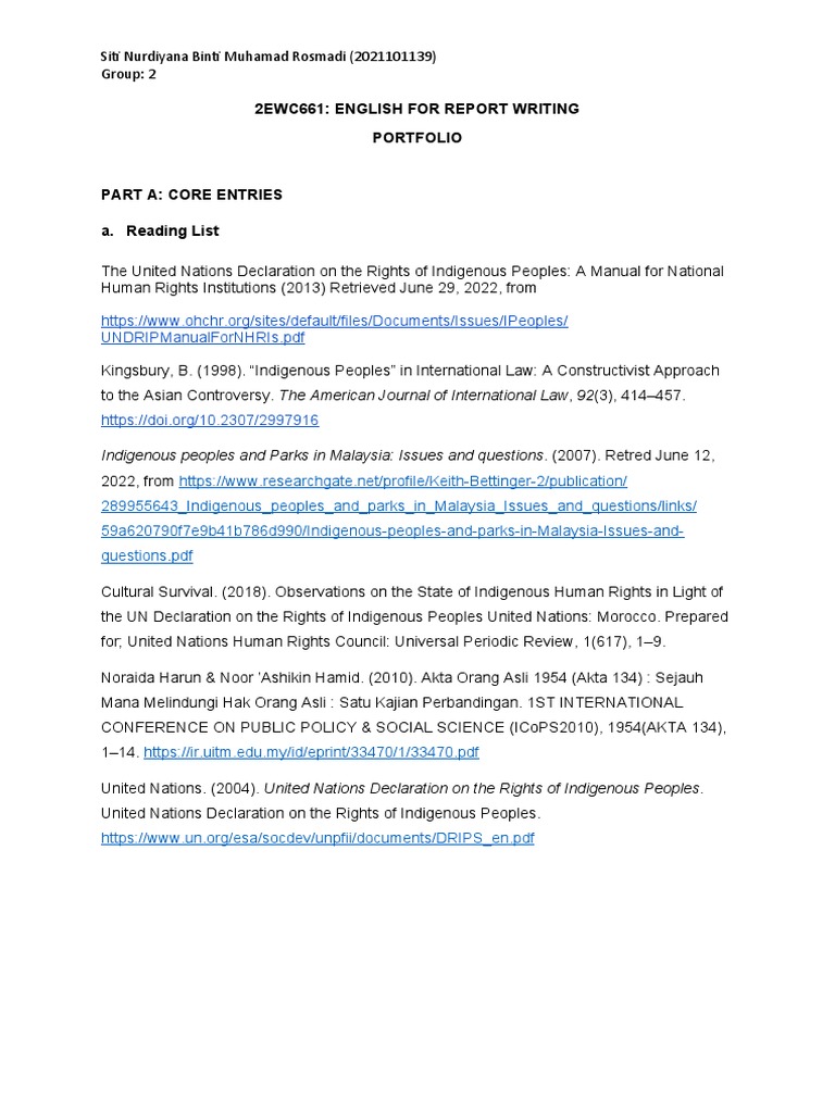 Documenting Indigenous Rights: A Student's Portfolio on Preserving ...
