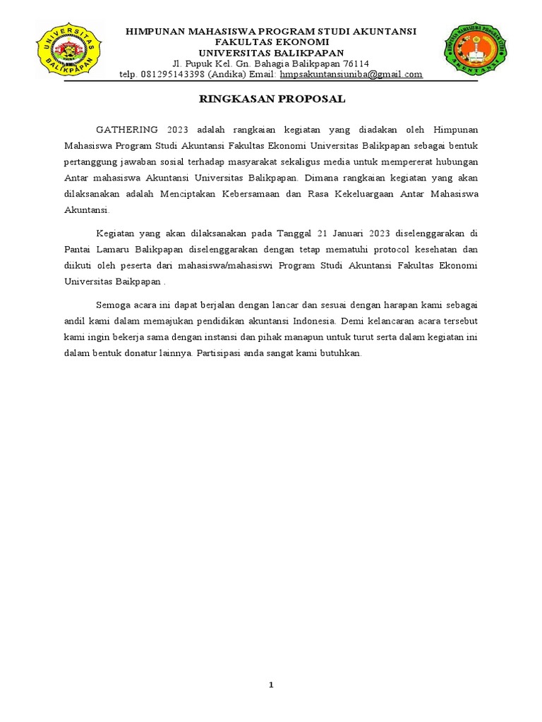 Proposal Kegiatan Gathering 2023 | PDF