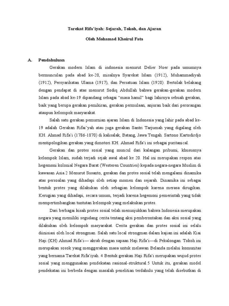 Tarekat Rifa'iyah | PDF | Sejarah