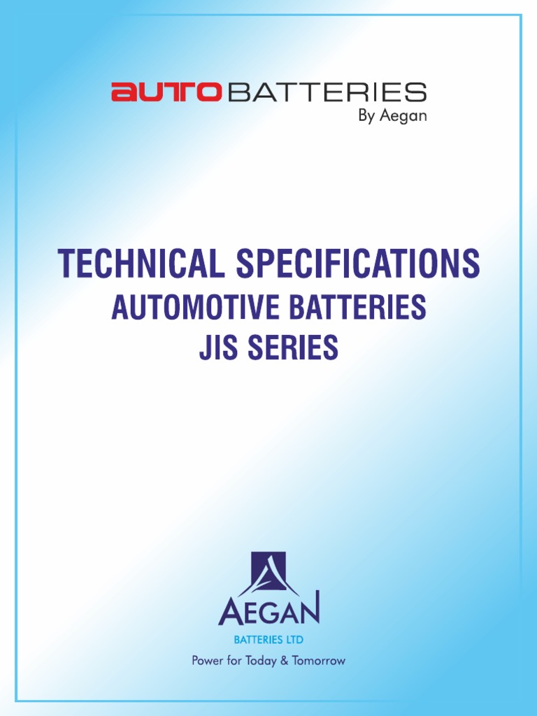 Technical Specification-Automotive Batteries - JIS Type PDF | PDF