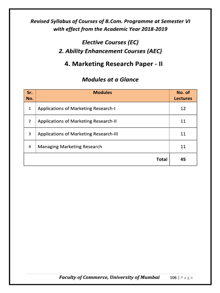 Marketing Research Syllabus PDF | PDF