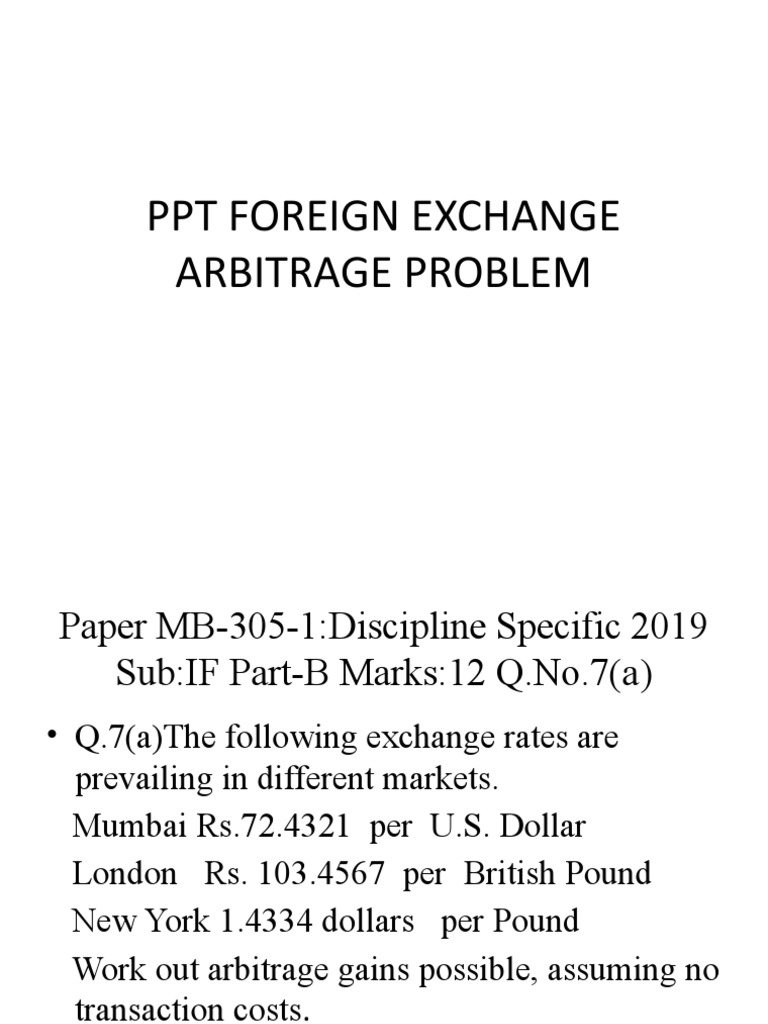 Foreign Exchange Arbitrage Problem | PDF