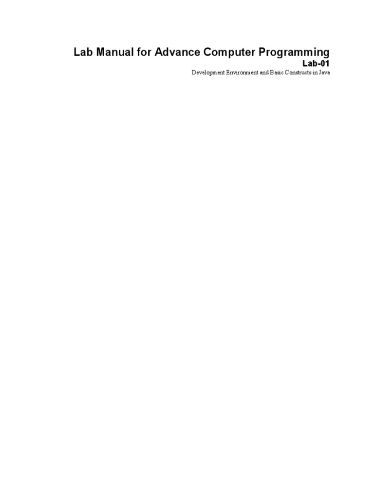 Lab 1 Development Environment And Basic Constructs In Java Pdf Java Programming Language