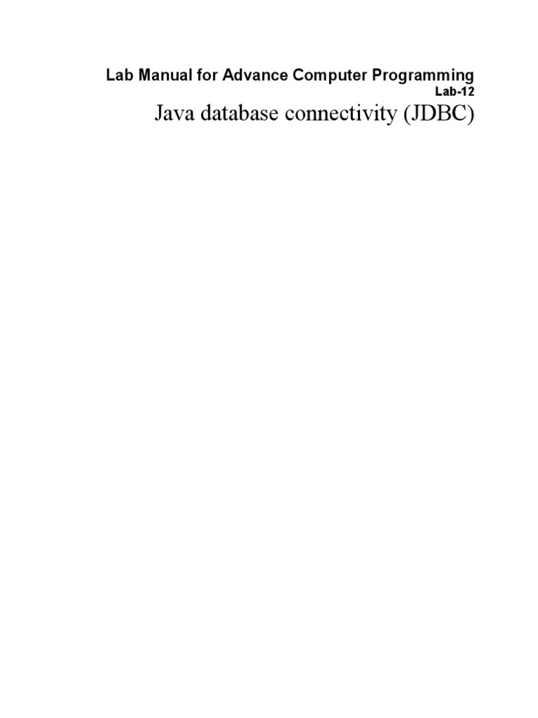 Lab 12 - Java Database Connectivity (JDBC) | PDF Lab 12 - Java Database Connectivity (JDBC) | PDF