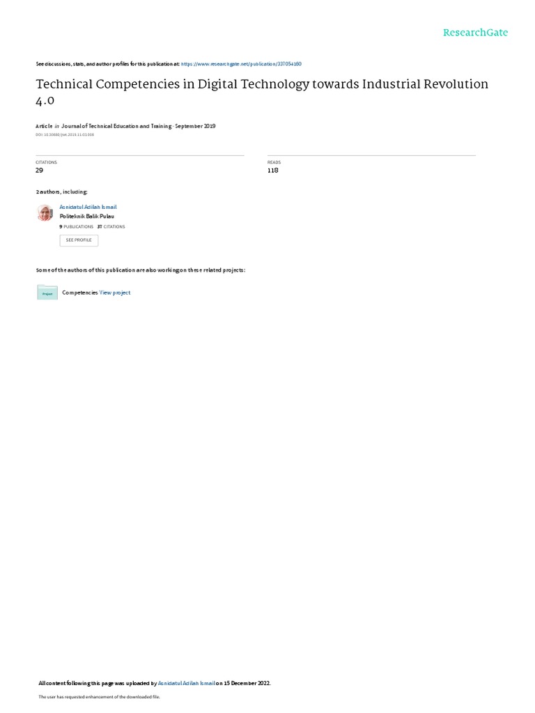 Technical Competencies in Digital Technology Towards Industrial Revolution 4.0 | PDF ...