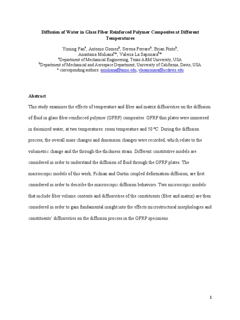 Water Diffusion in GFRP Composites | PDF | Composite Material | Fiberglass