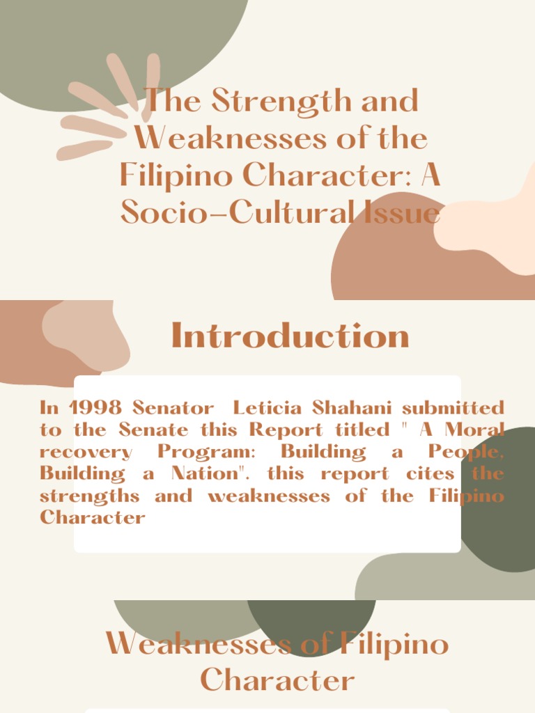 The Strength and Weaknesses of The Filipino Character A Socio-Cultural ...
