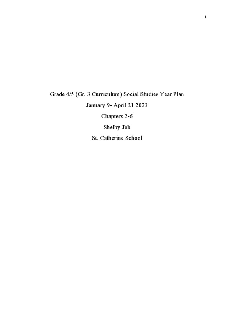 Social Studies Year Plan | PDF | Community | Thought