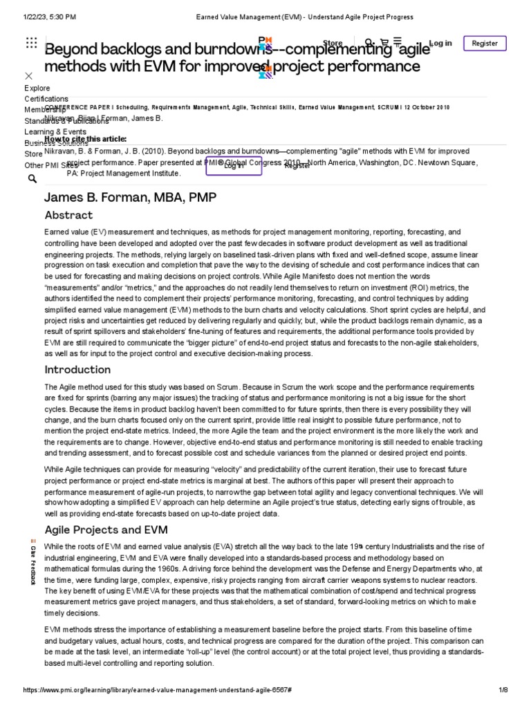 Earned Value Management (EVM) - Understand Agile Project Progress PDF | PDF | Agile Software ...