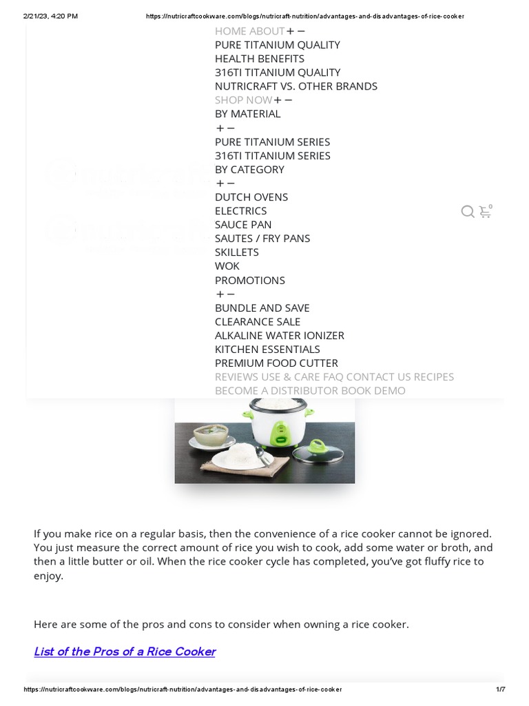 Advantages and Disadvantages of Rice Cooker | PDF | Cookware And ...