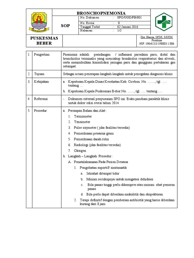 Prosedur Penanganan Bronchopneumonia | PDF