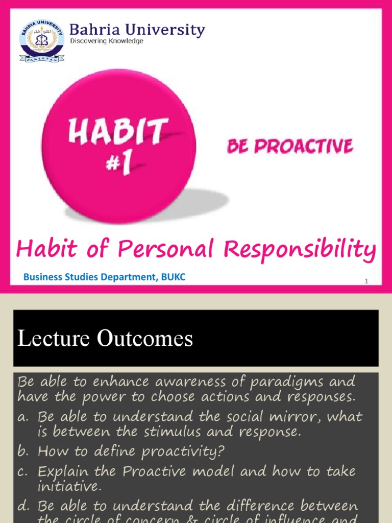 Habit 1 From The 7 Habits | PDF | Thought | Free Will