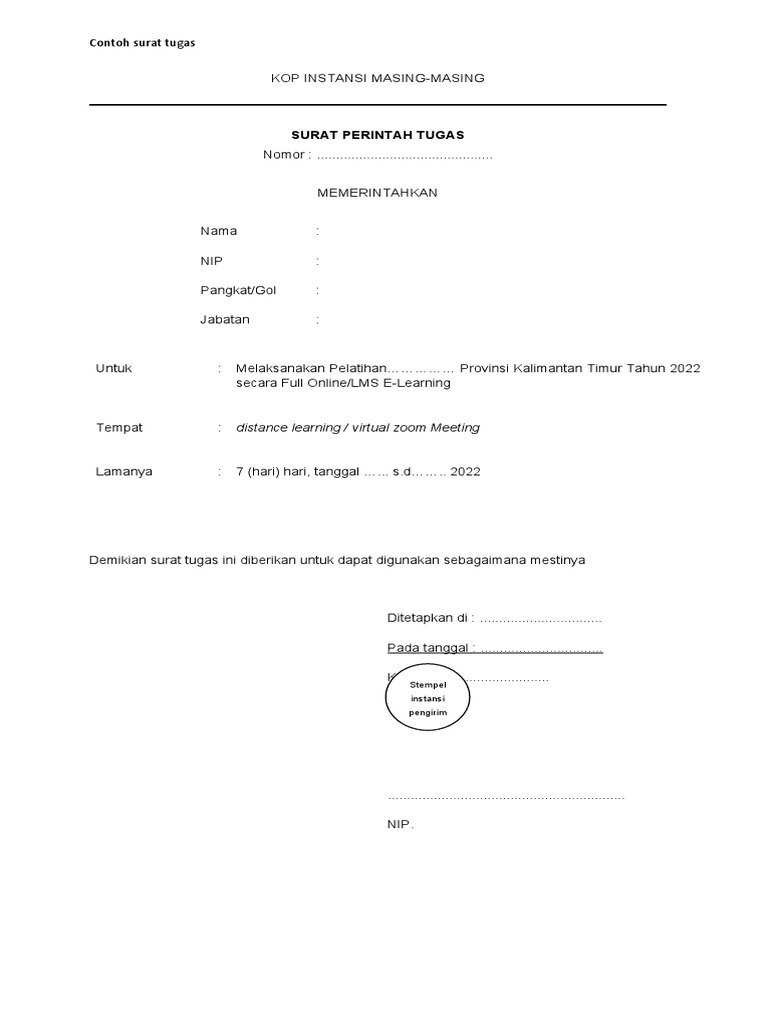 contoh SURAT TUGAS | PDF