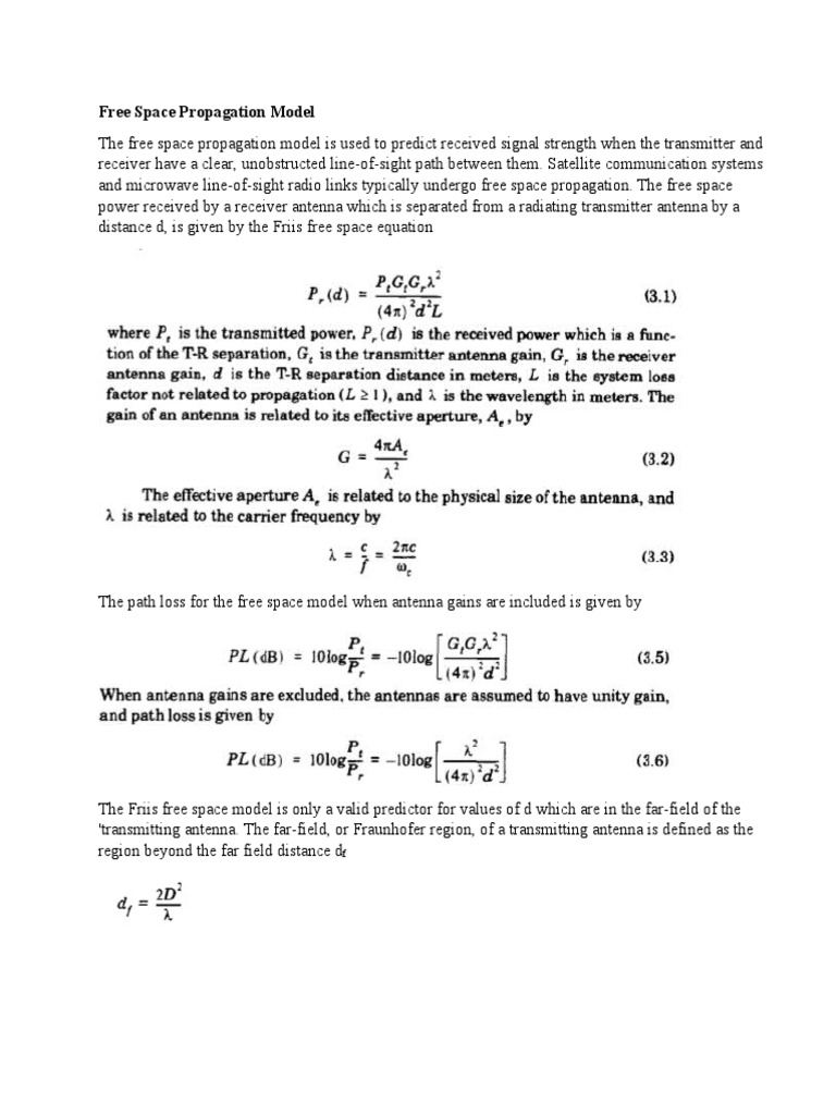 Free Space and Ray Tracing Models | PDF | Diffraction | Radio Propagation