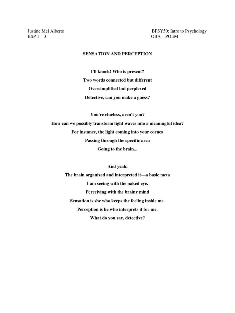 BPSY50 - POEM on sensation & perception.pdf | PDF
