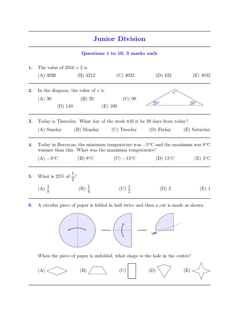 Mathematics Assessment: A Collection of Word Problems and Number ...