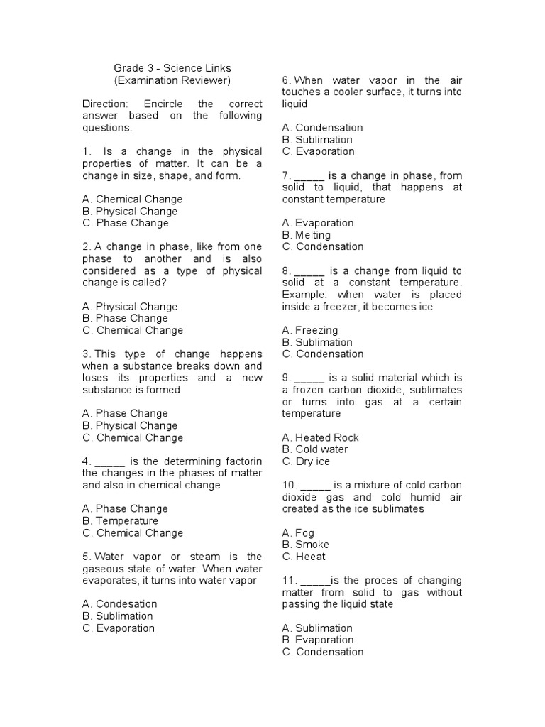 Grade 3 - Science Links | Download Free PDF | Ear | Phase (Matter)